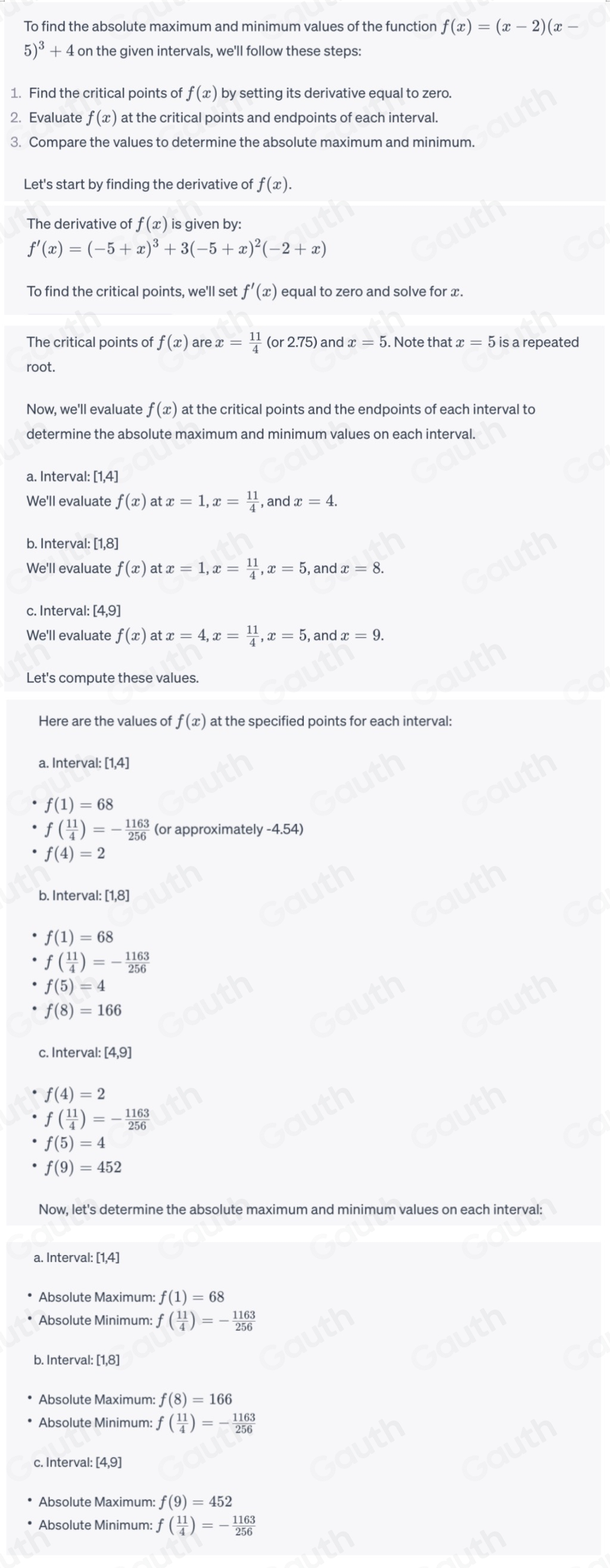Solved: Find the absolute maximum and absolute minimum values of the ...