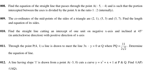 Solved: Find the equation of the straight line that passes through the ...