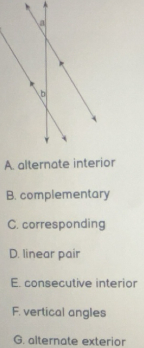 Gelöst:B. complementary C. corresponding D. linear pair E. consecutive ...