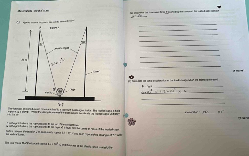 Solved: Materials 02 - Hooke’s Law (a) Show that the downward force F ...