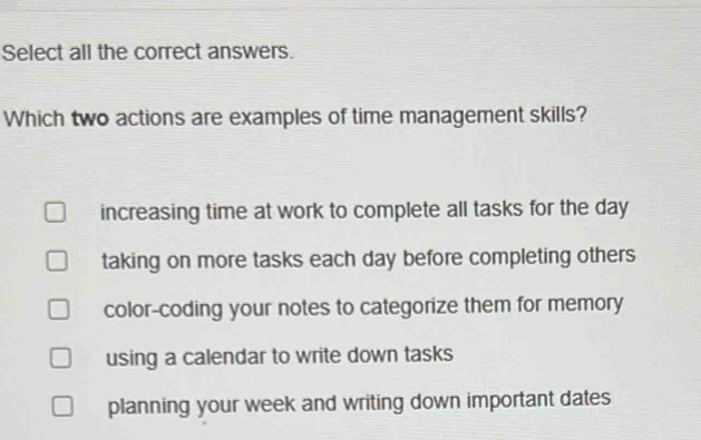 Solved: Select all the correct answers. Which two actions are examples ...