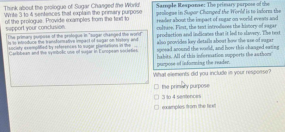 Solved: Think about the prologue of Sugar Changed the World. Sample ...