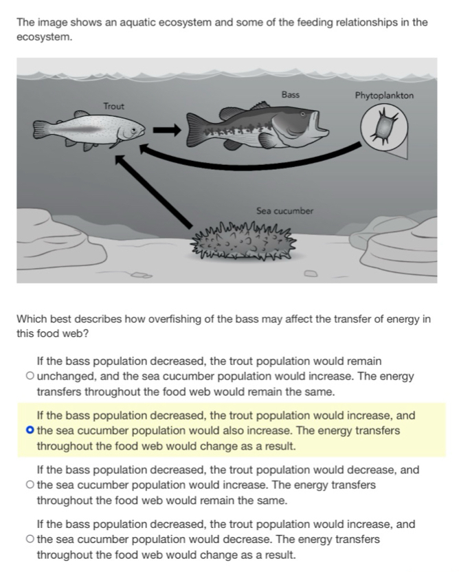 Solved: The image shows an aquatic ecosystem and some of the feeding ...