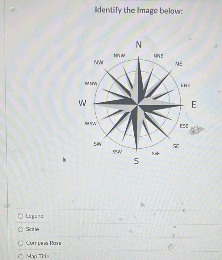 Solved: Identify the Image below: N NNW NNE NW NE WNW ENE W E wsw ESE ...