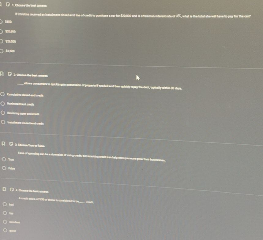 Solved: Choose the best answer. If Christina received an installment ...