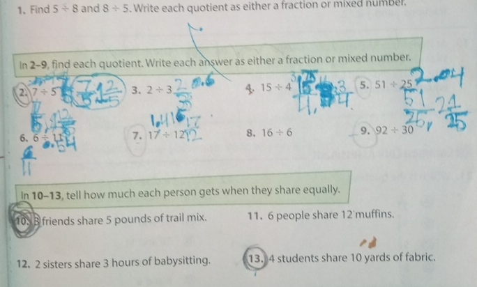 Solved: Find 5/ 8 and 8/ 5. Write each quotient as either a fraction or ...