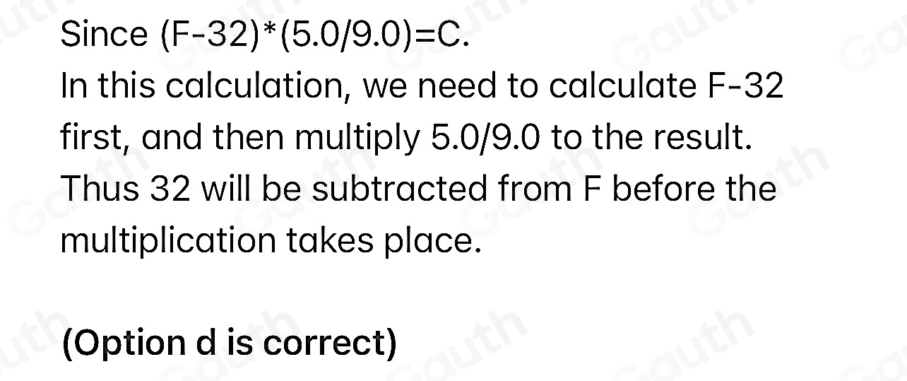 Solved: This is the equation to convert degrees Fahrenheit into degrees ...