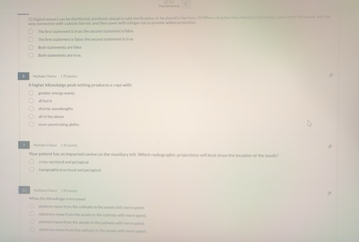 Solved: 57:51 Time Restaining (1) Digital sensors can be disinfected ...