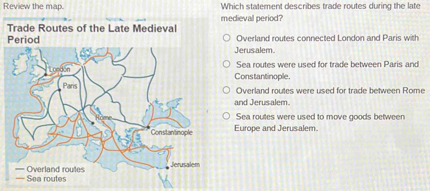 Solved: Review the map. Which statement describes trade routes during ...