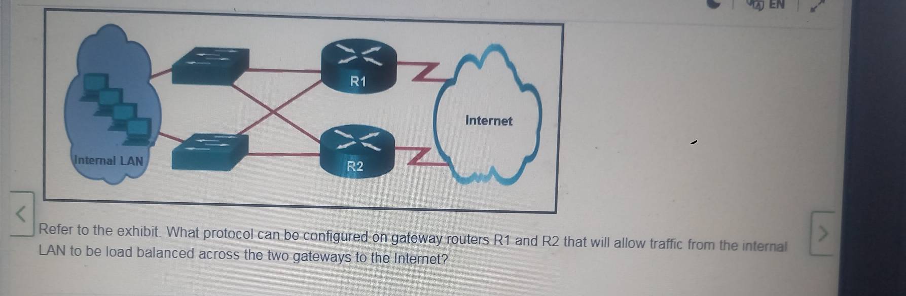 Solved Refer To The Exhibit What Protocol Can Be Configured On Gateway Routers R1 And R2 That