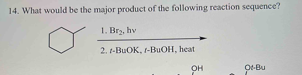 Solved: What would be the major product of the following reaction ...