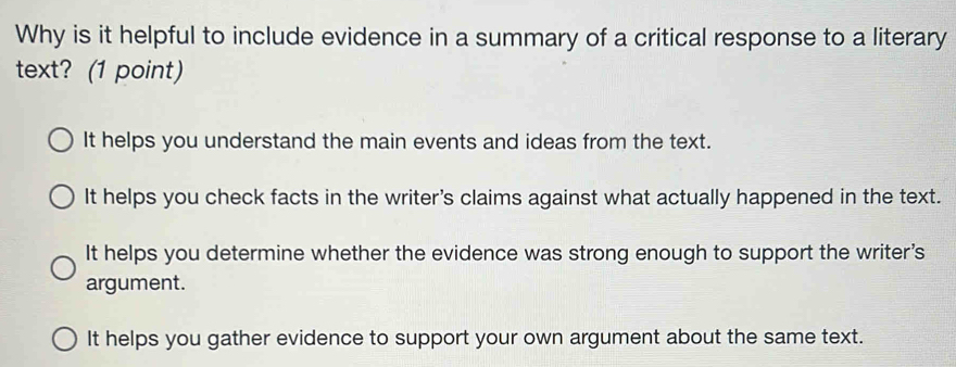 Solved: Why is it helpful to include evidence in a summary of a ...