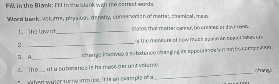 Solved: Fill in the Blank: Fill in the blank with the correct words ...