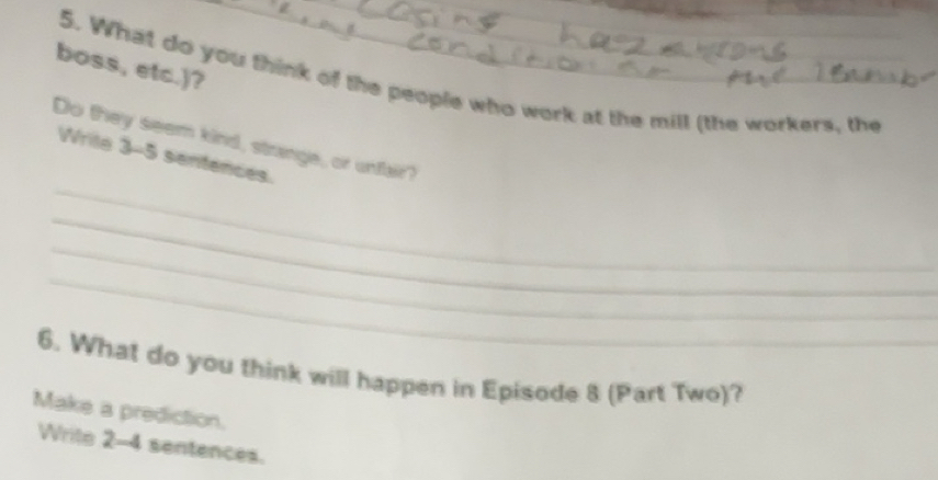 Solved: boss, etc.)? 5. What do you think of the people who work at the ...