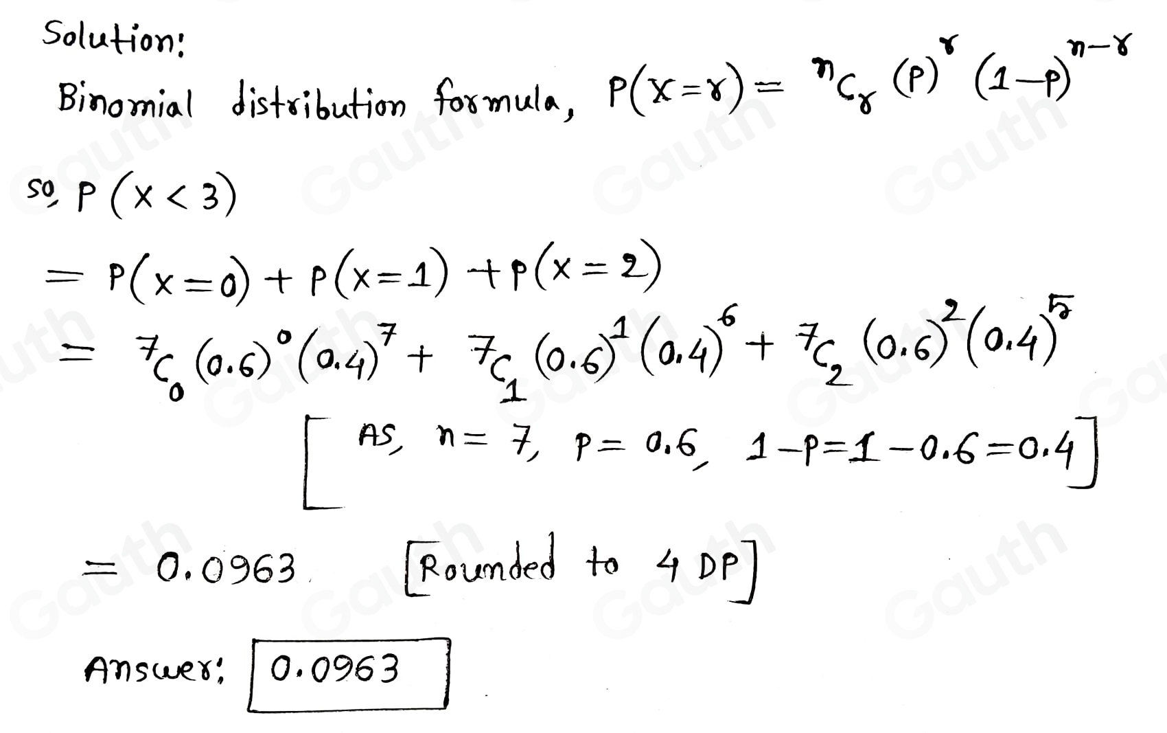 Solved: Assume the random variable X has a binomial distribution with ...