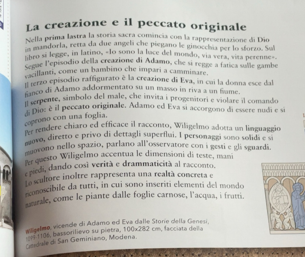 Risolto:La creazione e il peccato originale Nella prima lastra la ...