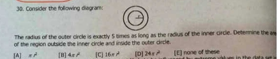 Solved: Consider the following diagram: The radius of the outer circle ...