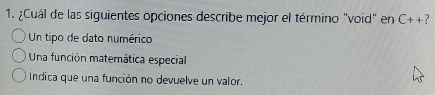Resuelto:¿Cuál de las siguientes opciones describe mejor el término ...