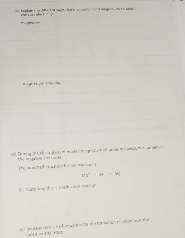 Solved: (ii) Explain the different ways that magnesium and magnesium ...