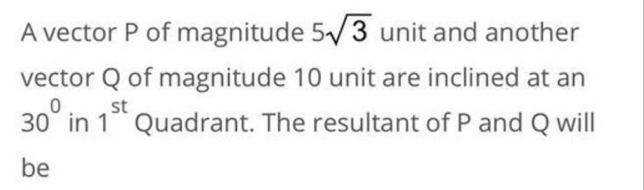 Solved: A vector P of magnitude 5sqrt(3) unit and another vector Q of ...