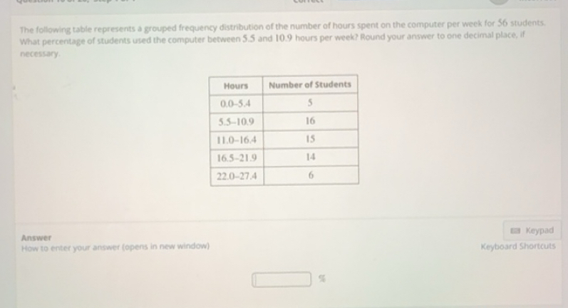 Solved: The following table represents a grouped frequency distribution ...