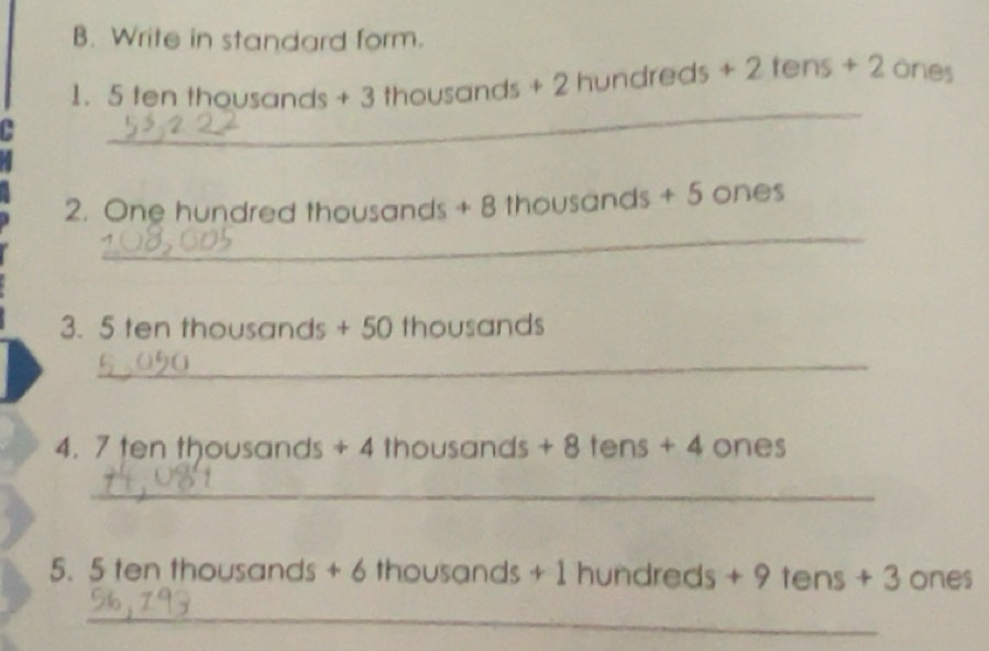 Solved: Write in standard form. _ 1. 5 ten thousands + 3 thousands + 2 ...