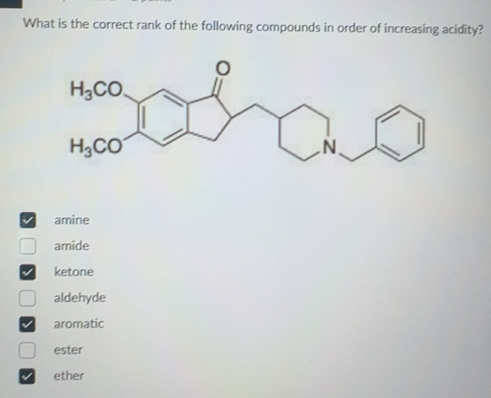 Solved: What is the correct rank of the following compounds in order of increasing acidity ...