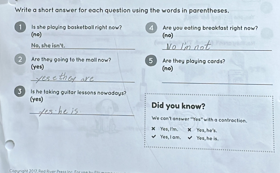 Solved: Write a short answer for each question using the words in ...