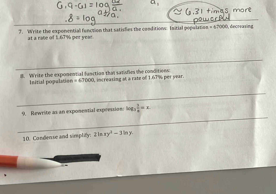 Solved: Write the exponential function that satisfies the conditions ...