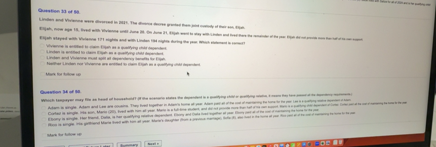 Solved: of 50. Linden and Vivienne were divorced in 2021. The divorce ...