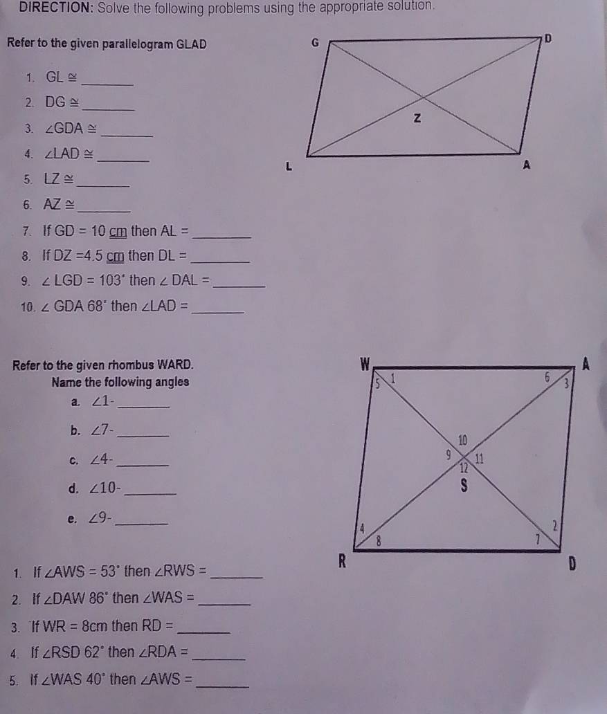 Solved: DIRECTION: Solve the following problems using the appropriate ...