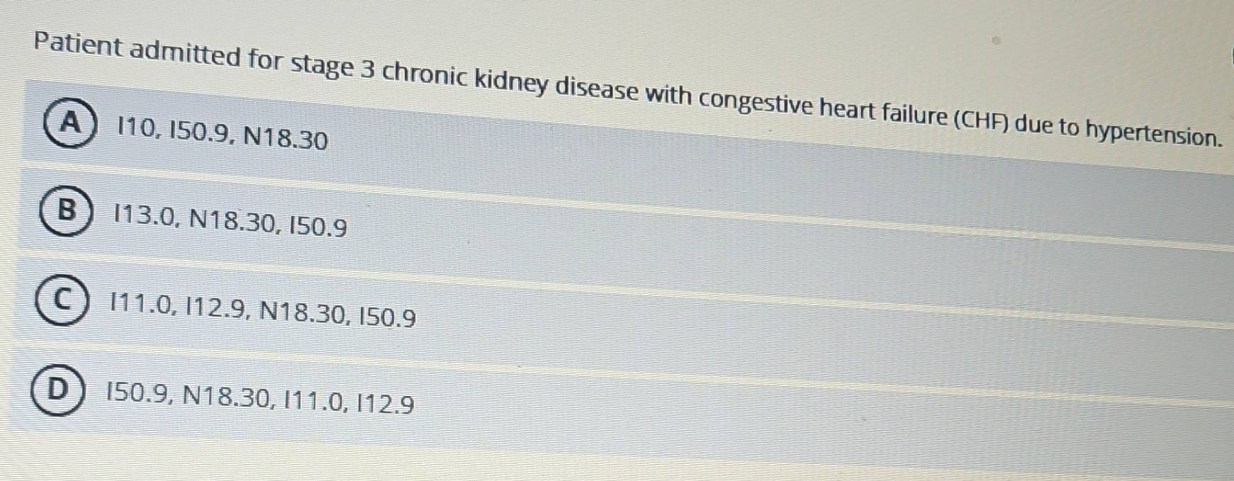 Solved: Patient admitted for stage 3 chronic kidney disease with ...