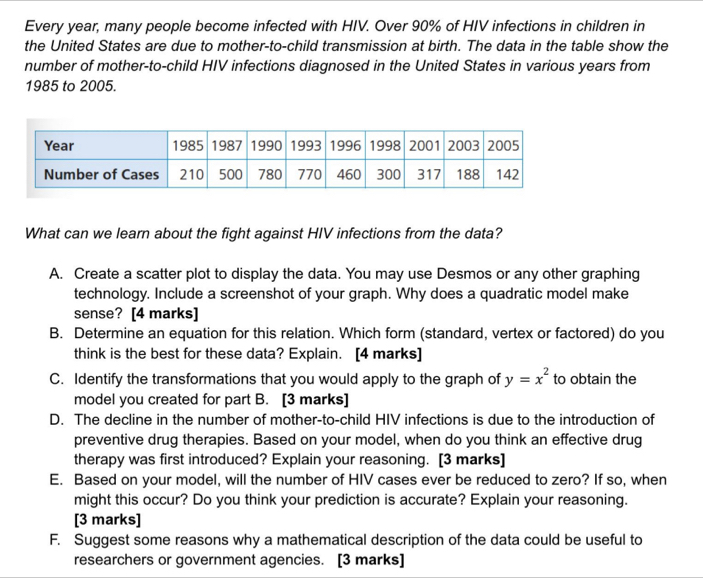 Solved: Every year, many people become infected with HIV. Over 90% of HIV infections in children ...