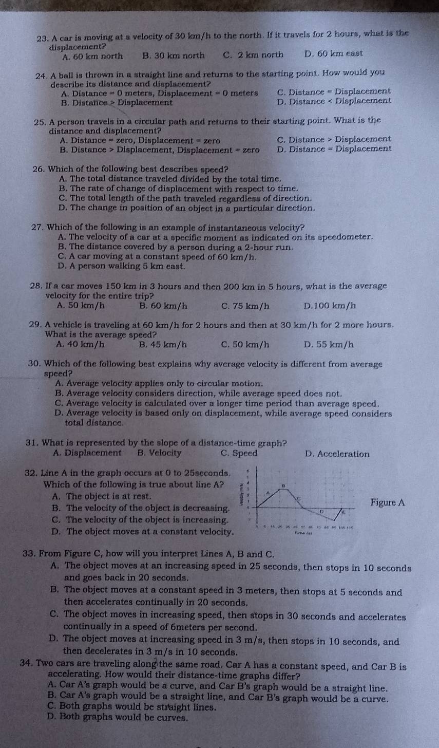 Solved: A car is moving at a velocity of 30 km/h to the north. If it ...