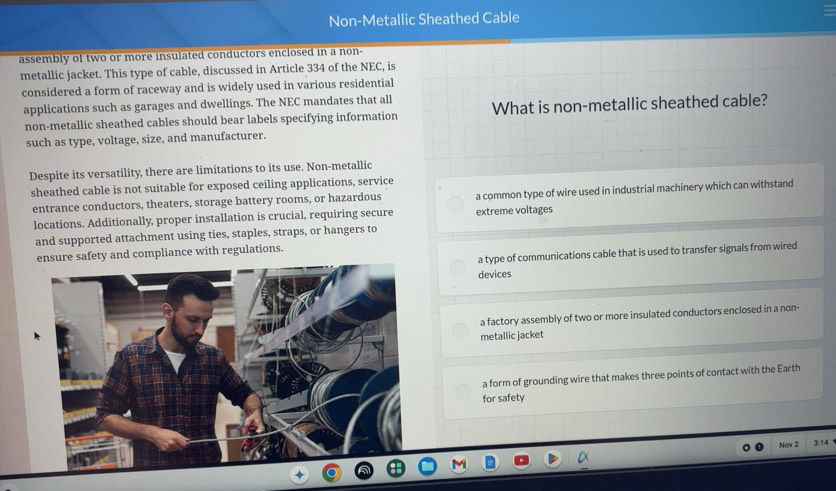 Solved: Non-Metallic Sheathed Cable assembly of two or more insulated ...