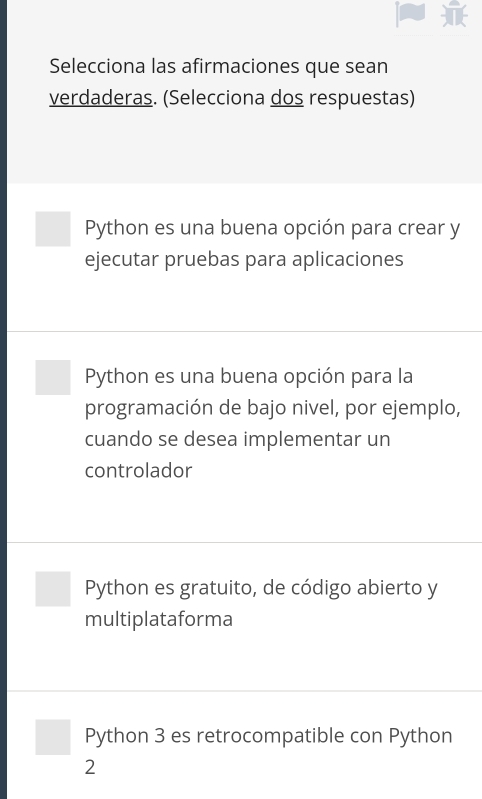 Resuelto:Selecciona las afirmaciones que sean verdaderas. (Selecciona ...