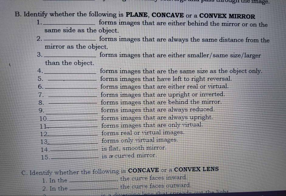 Solved: mough the image. B. Identify whether the following is PLANE ...