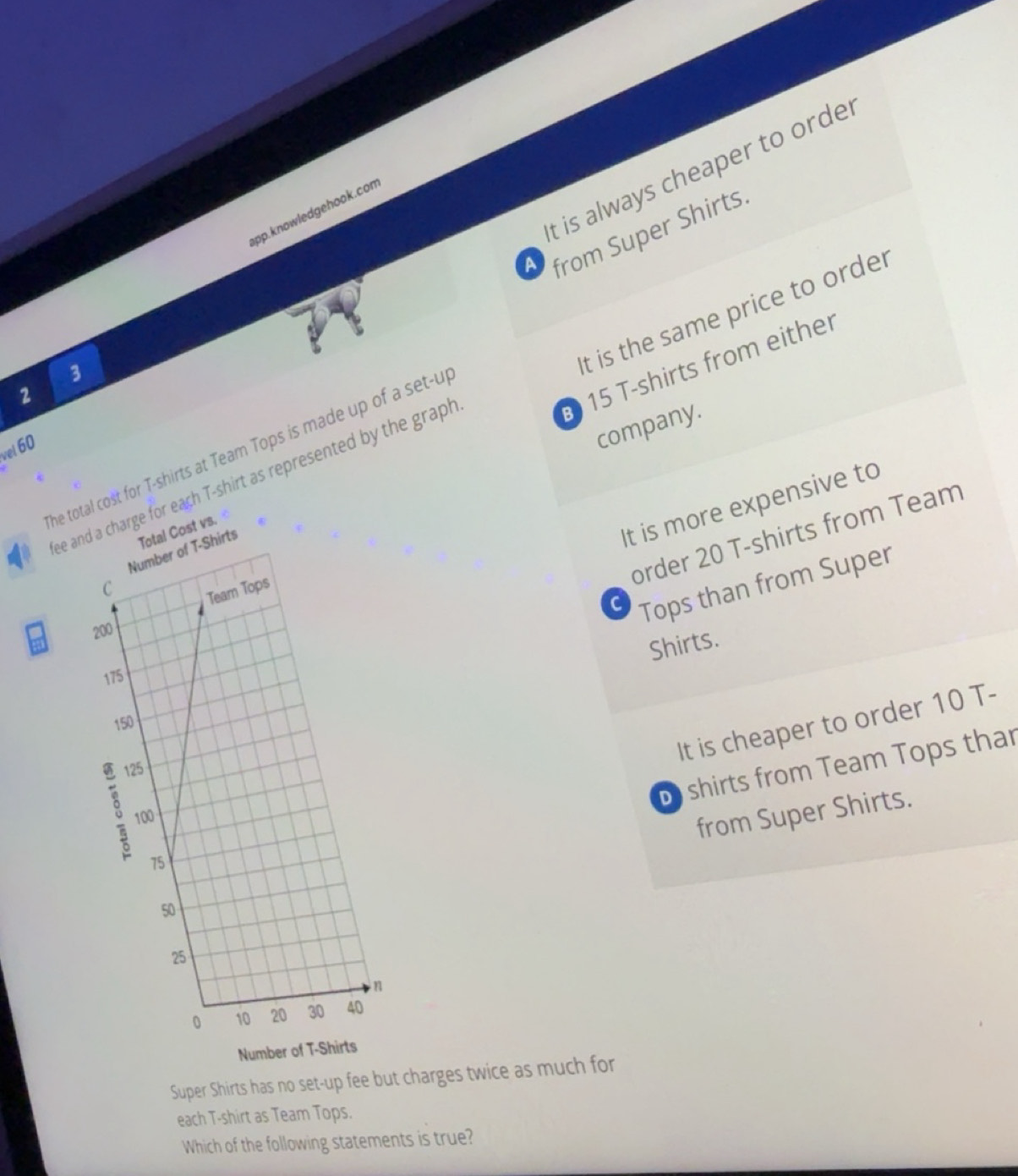 Solved: is always cheaper to orde app.knowledgehook.con A from Super ...