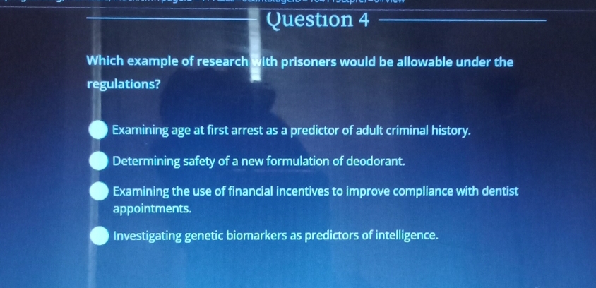 Solved: Which example of research with prisoners would be allowable ...