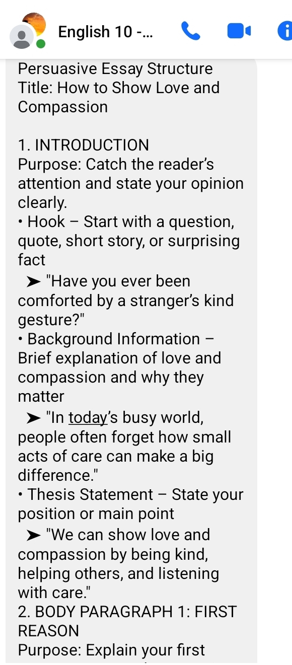 Solved: English 10 -... Persuasive Essay Structure Title: How to Show ...