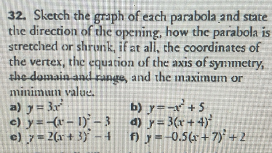 Solved: Sketch the graph of each parabola and state the direction of ...
