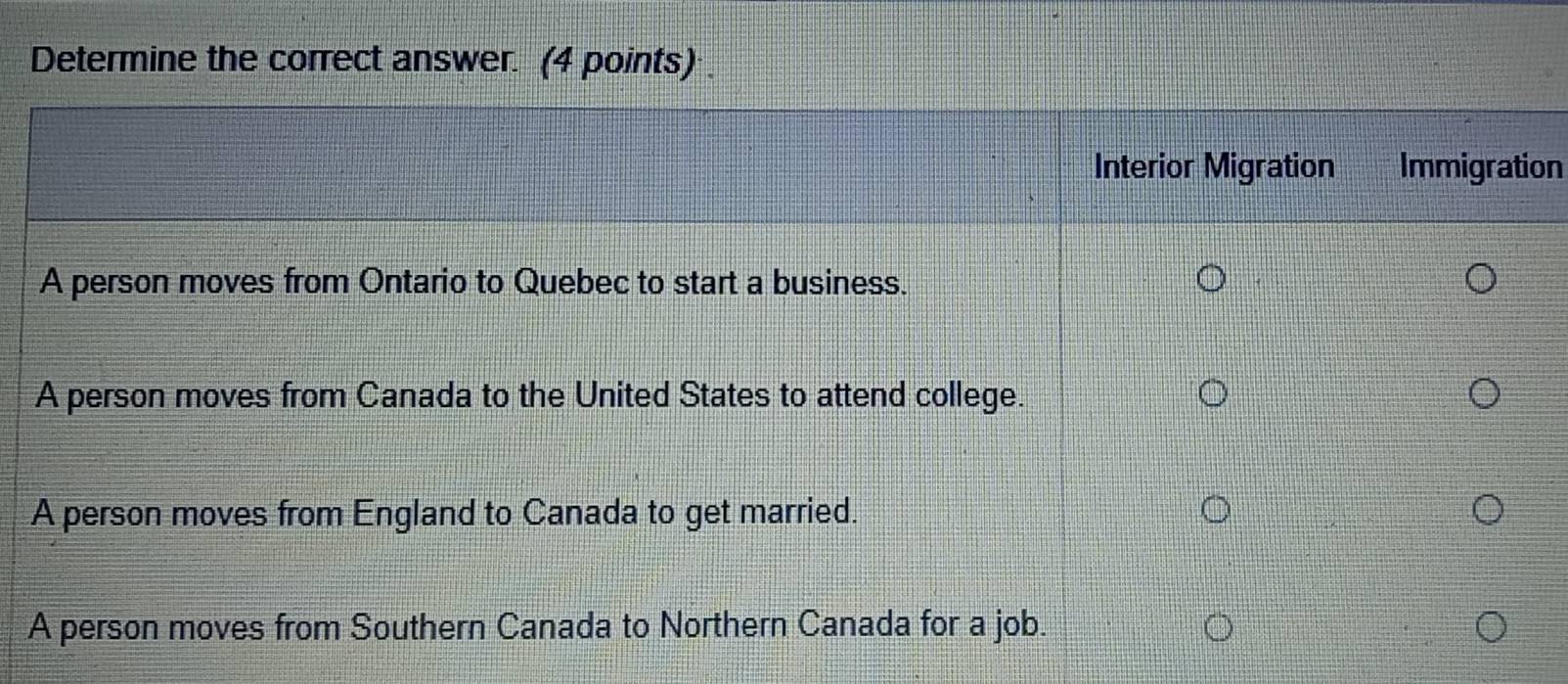 Solved: Determine the correct answer. (4 points) on [Math]