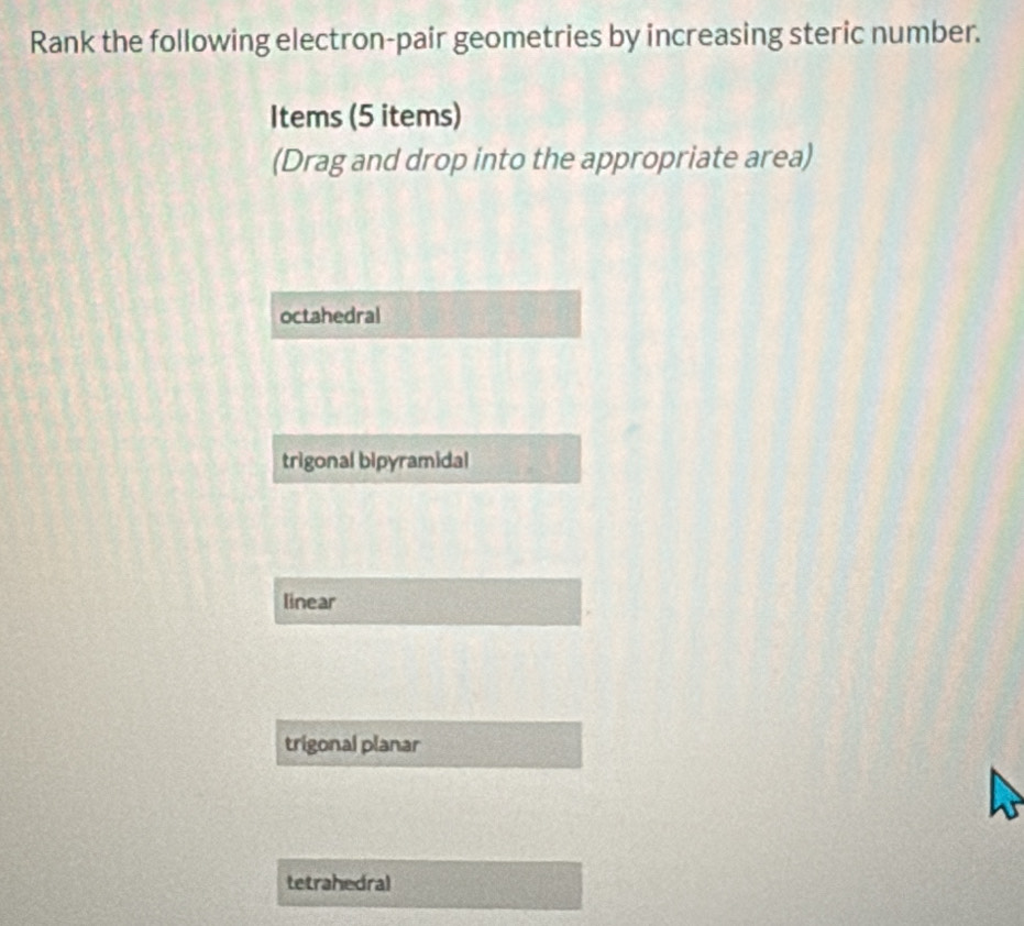 Solved: Rank the following electron-pair geometries by increasing ...