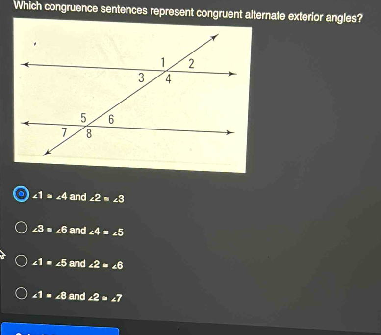 Solved: Which congruence sentences represent congruent alternate ...