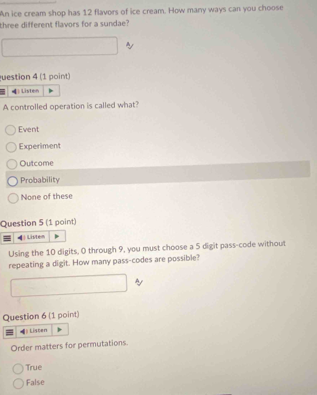 Solved: An ice cream shop has 12 flavors of ice cream. How many ways ...