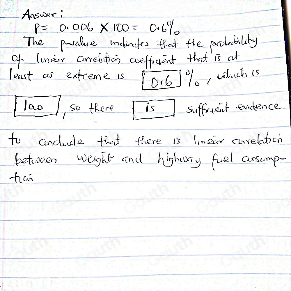 Solved: For a data set of weights (pounds) and highway fuel consumption amounts (mpg) of seven ...