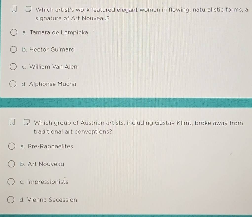Solved: Which artist’s work featured elegant women in flowing ...