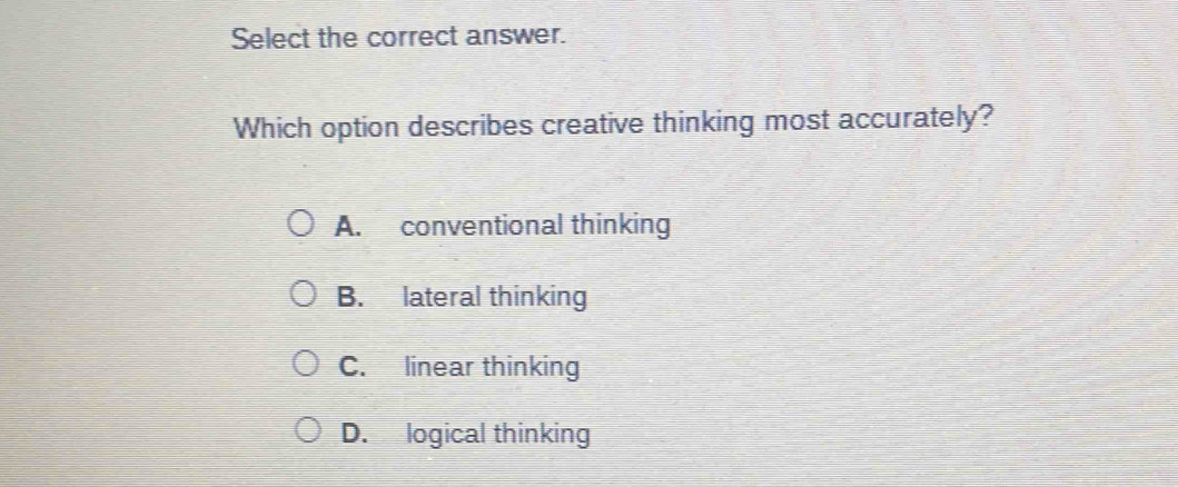 Solved: Select the correct answer. Which option describes creative ...