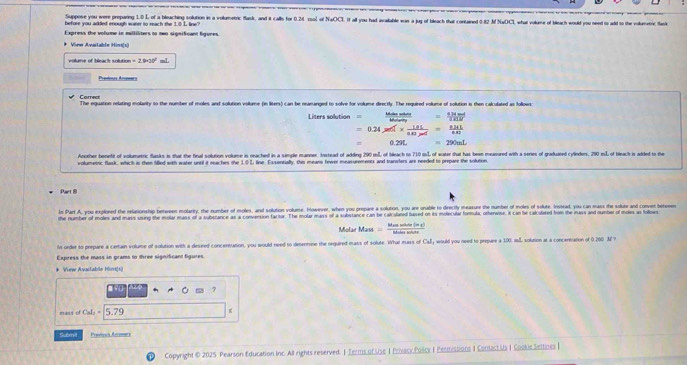 Solved: Suppose you wore preparing 1.0 L of a bileaching solution in a ...