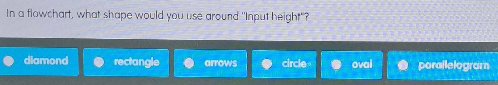 Solved: In a flowchart, what shape would you use around "Input height ...